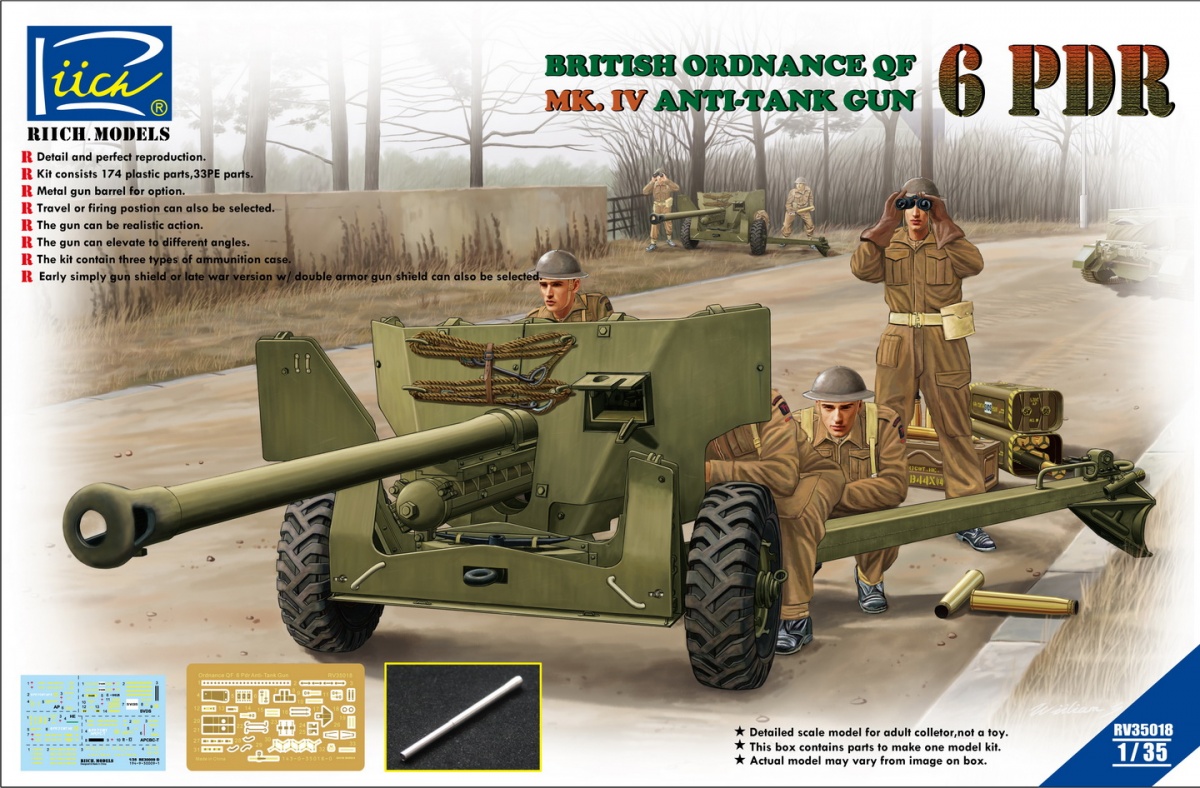 British Ordnance QF 6 Pdr Mk.IV Anti-tank Gun (w/Metal gun barrel) 1/35 ...