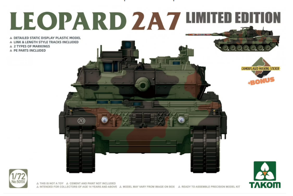 Leopard 2A7 Limited Edition 1/72 - Takom | Car-model-kit.cz