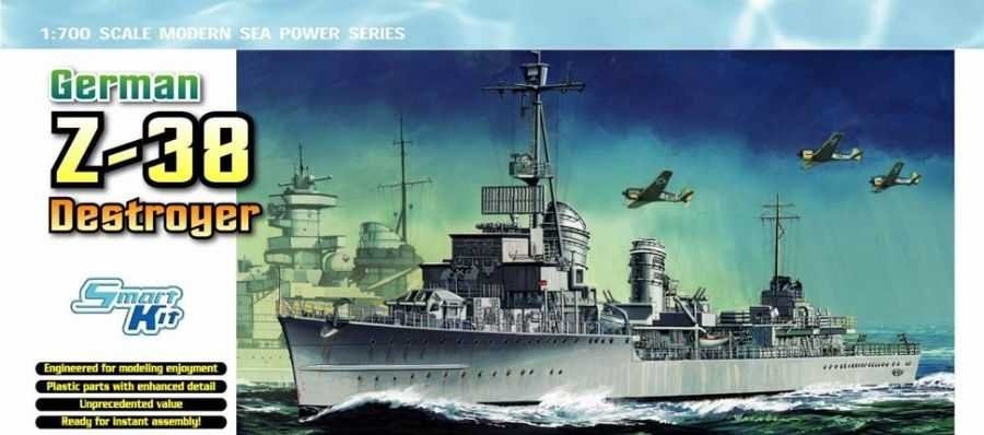 Model Kit loď 7134 - GERMAN Z-38 DESTROYER (SMART KIT) (1:700) | Car ...