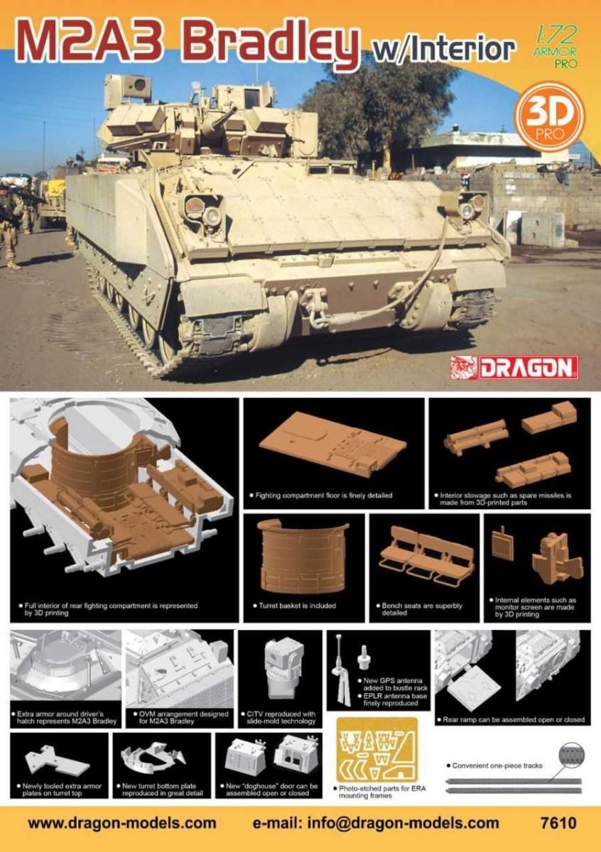 Model Kit tank 7610 - M2A3 w/INTERIOR (1:72) - Dragon | Car-model-kit.cz