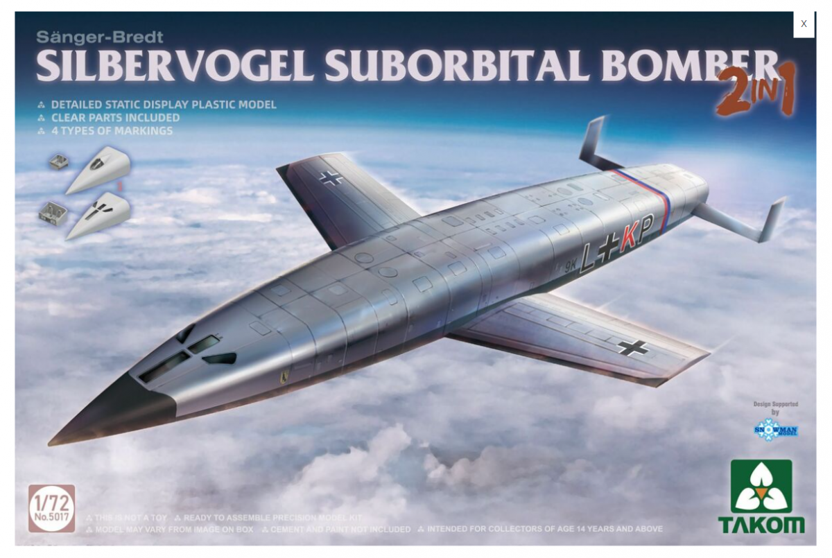Sänger-Bredt Silbervogel Suborbital Bomber 1/72 - Takom | Car-model-kit.cz